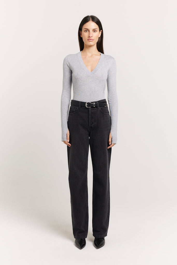 Aveline Knit Top | Grey Long Sleeve | Henne