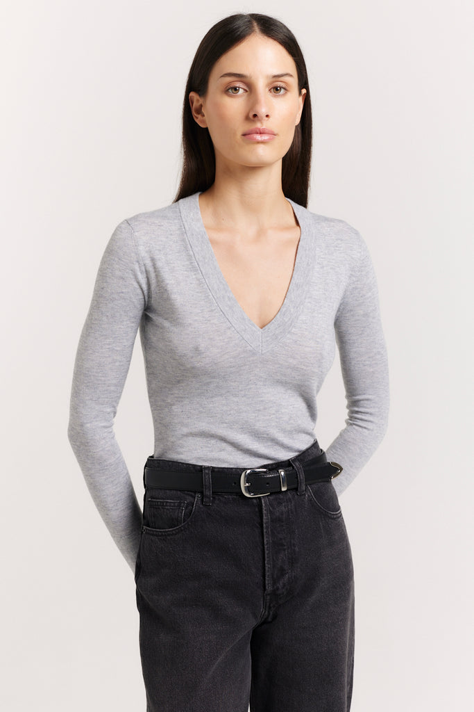 Aveline Knit Top | Grey Long Sleeve | Henne